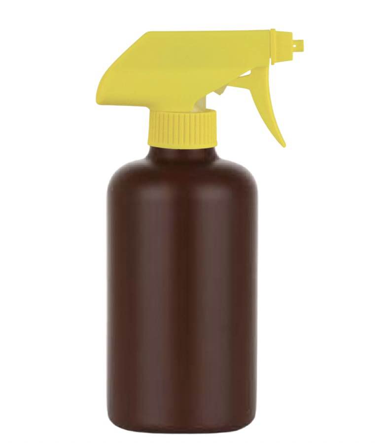 8 oz. Brown 28-400 HDPE Plastic Rd Bottle-Yellow Foamer