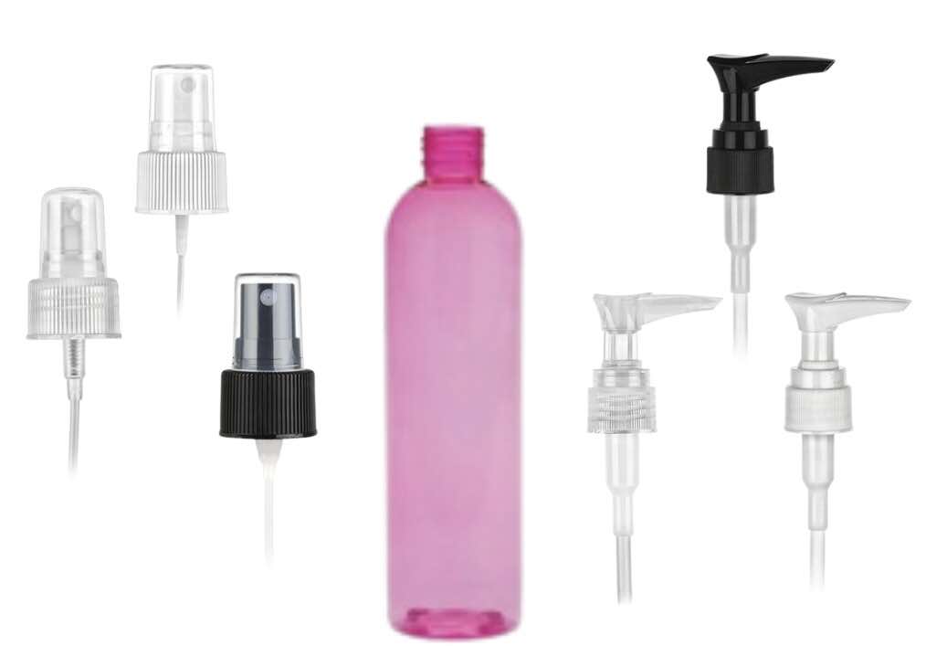 4 oz. Pink 20-410 PET (BPA Free) Plastic Bullet Round Bottle w/ Fine ...