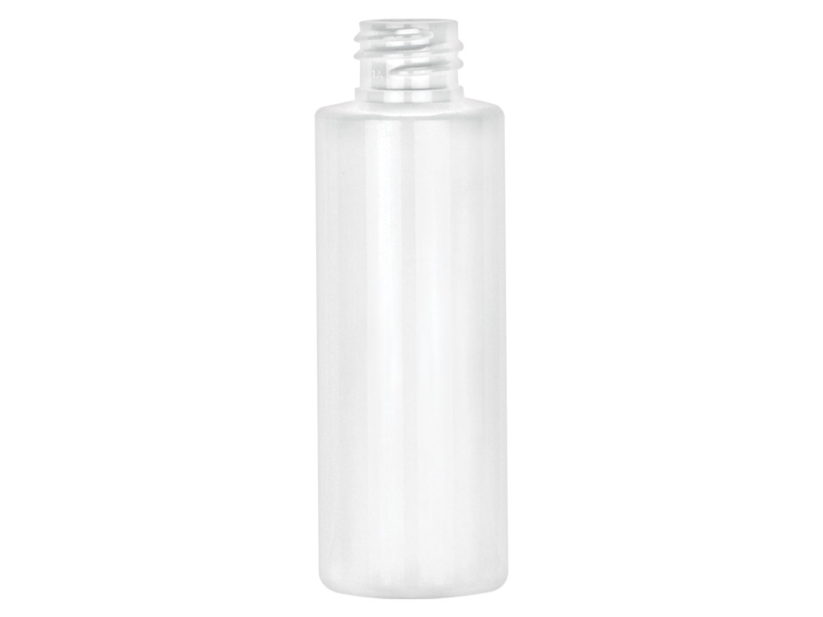 2 oz. White 20-410 PET Shiny Opaque Plastic Cylinder Round Bottle