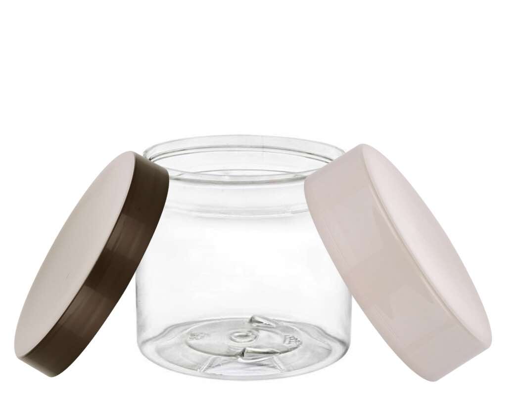 16 oz. Clear PET 89-400 Plastic (BPA Free) Single Wall Jar w/ Colored Lid