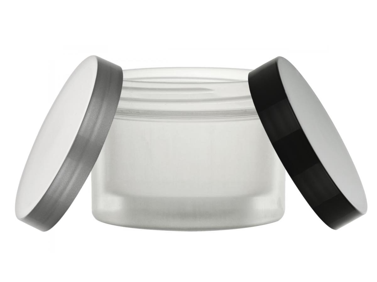 8 oz. Natural Square Base PP Plastic Double Wall 89-400 Jar-Cap